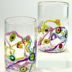 Set of 4 Party Glasses, Happy Glass, Fun Barware, Handmade, Great for ...