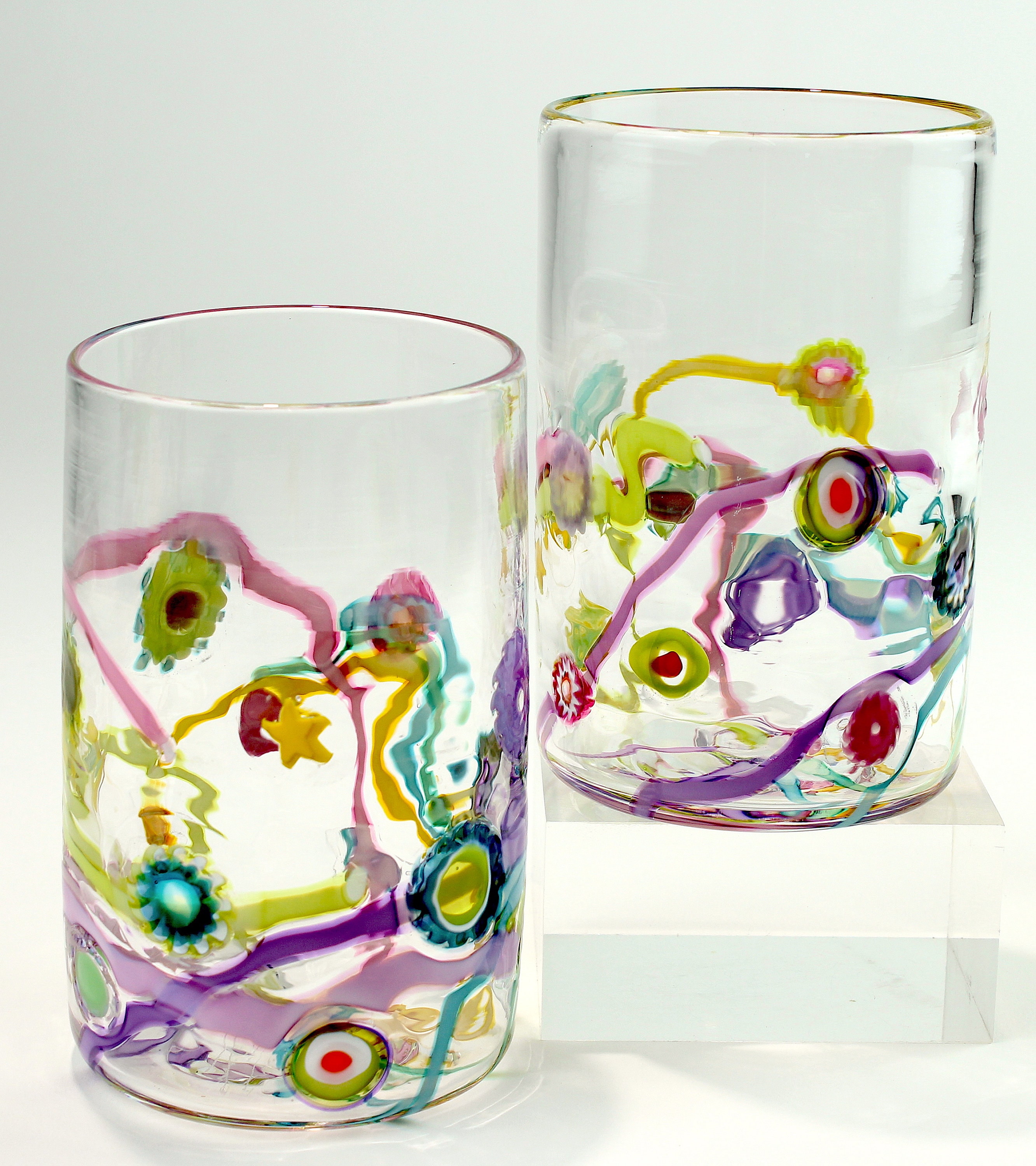 Set of 2 Party Cups. Handblown Glassware-happy Glass, Fun Barware ...