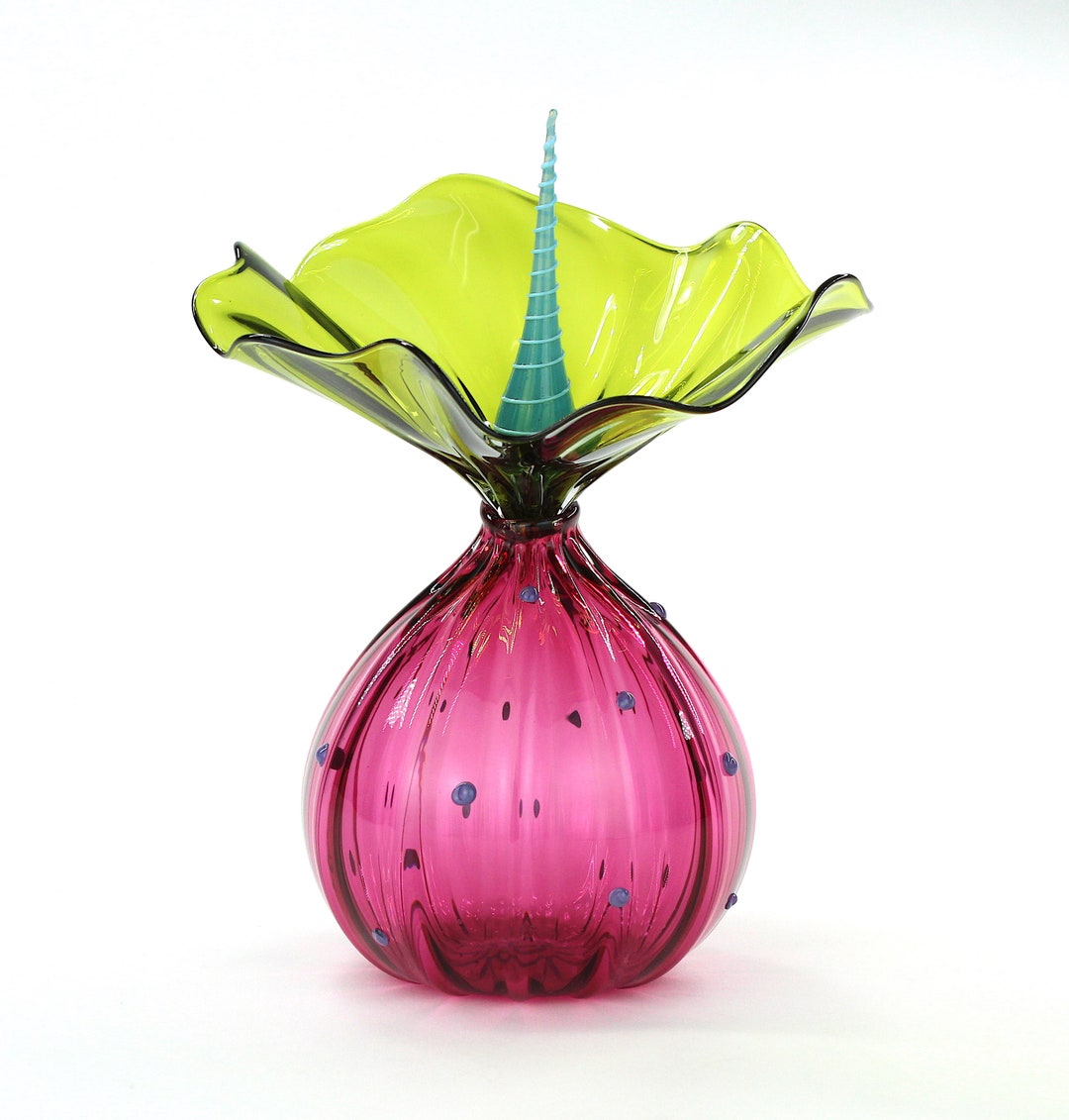 Blown Glass Sculpture - Fuchsia/olive Sprout - Etsy