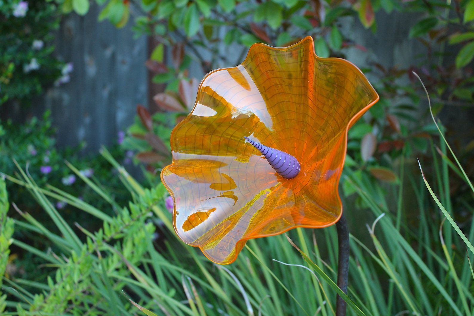 Blown Glass Opal Orange Garden Flower - Etsy
