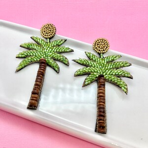 Palm Tree Beaded Earrings Gift Idea for Her Vacation - Etsy