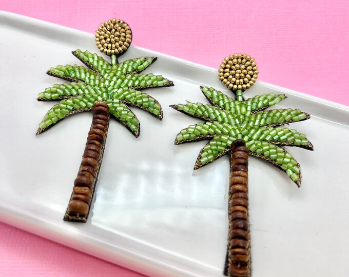 Palm Tree Beaded Earrings, Gift Idea for Her, Vacation Earrings, Beach ...