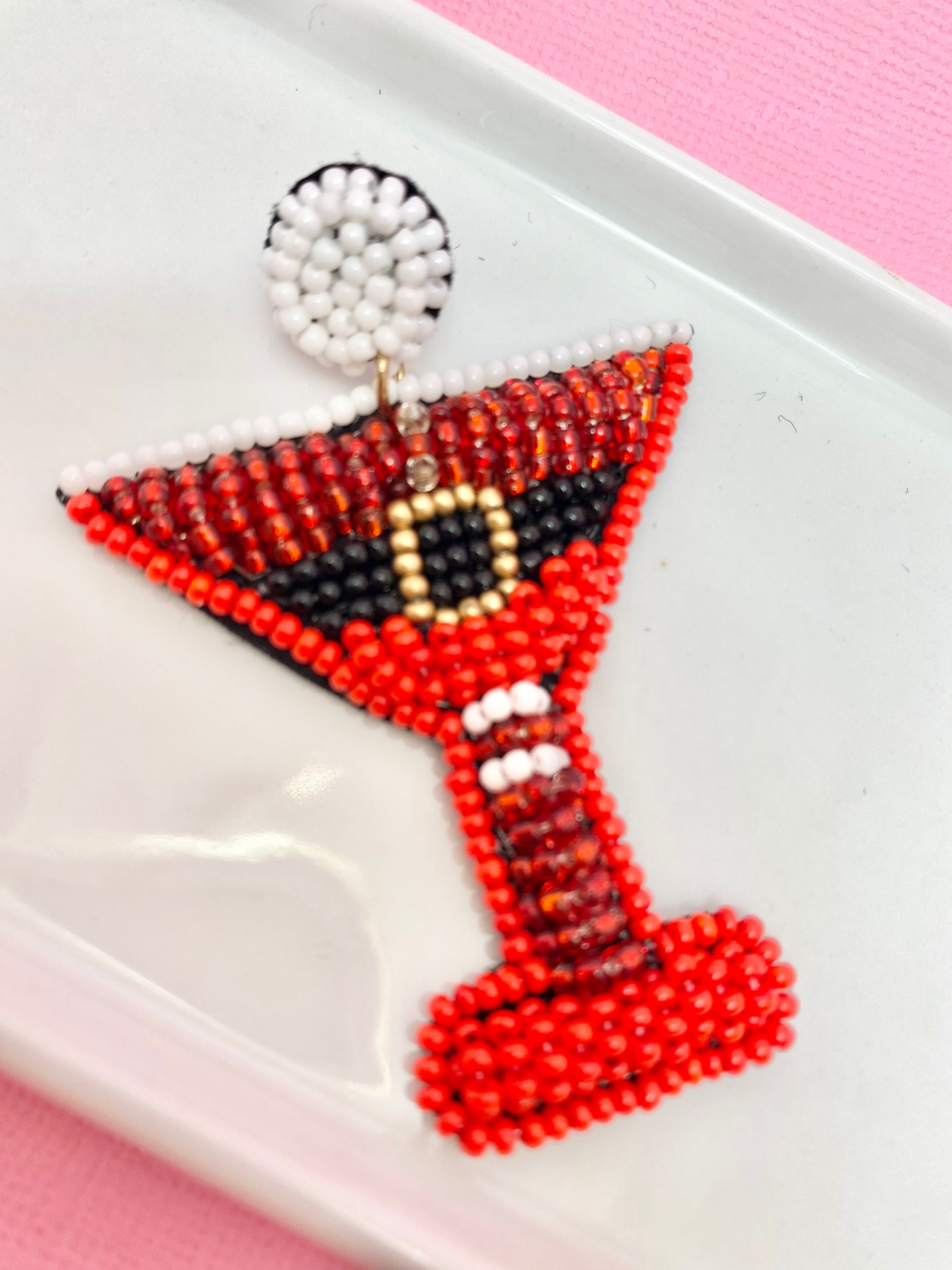 Santa Martini Beaded Earrings Christmas Earrings Gifts for - Etsy