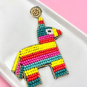 Colorful Piñata Beaded Earrings, Taco Theme Birthday Party, Pinata ...