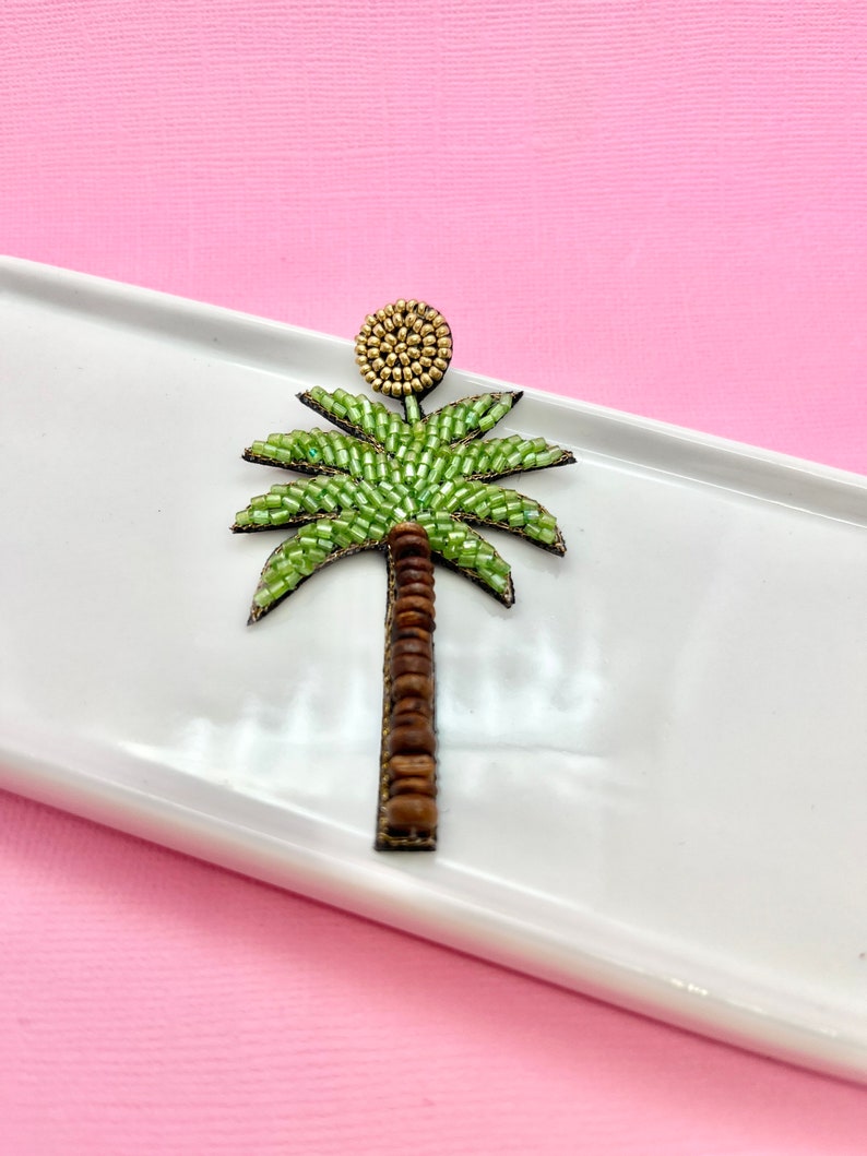 Palm Tree Beaded Earrings Gift Idea for Her Vacation - Etsy