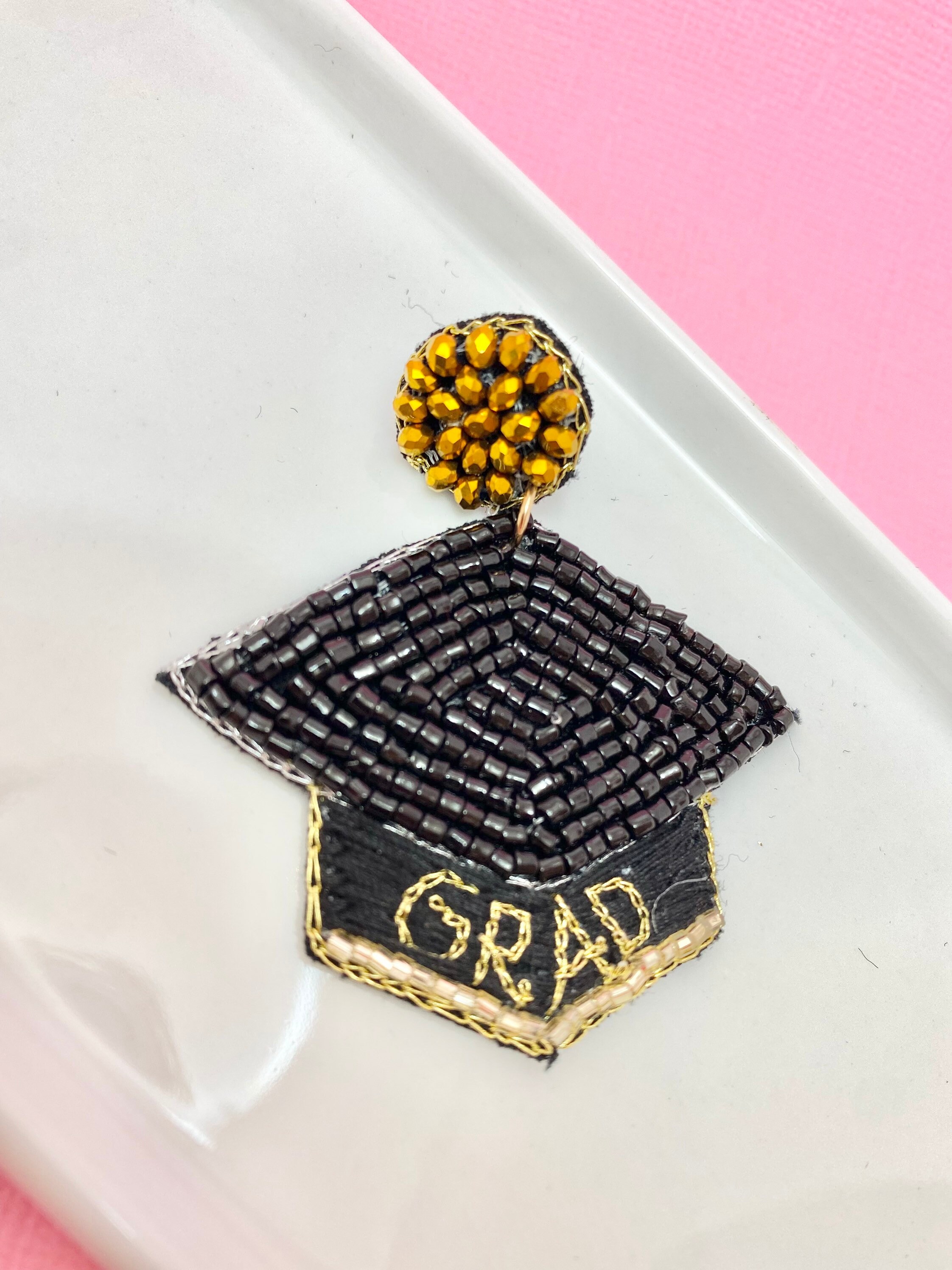 Graduation Hat Beaded Earrings Graduation Gift Grad Gift - Etsy