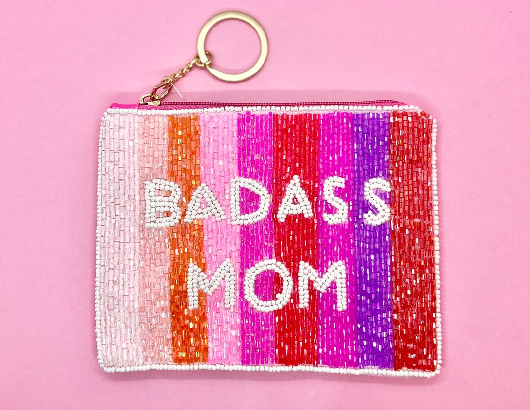 Badass Mom Beaded Coin Purse With Gold Keyring Zipper - Etsy