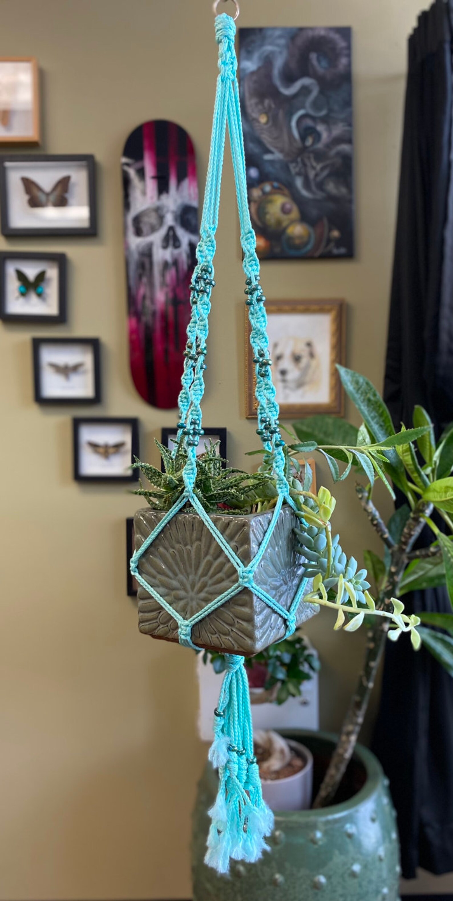 Beaded Macrame Plant Hanger - Etsy
