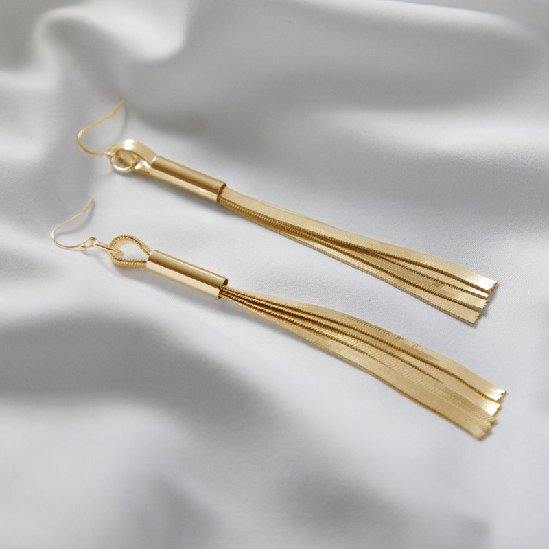 Long Gold Earrings - Etsy
