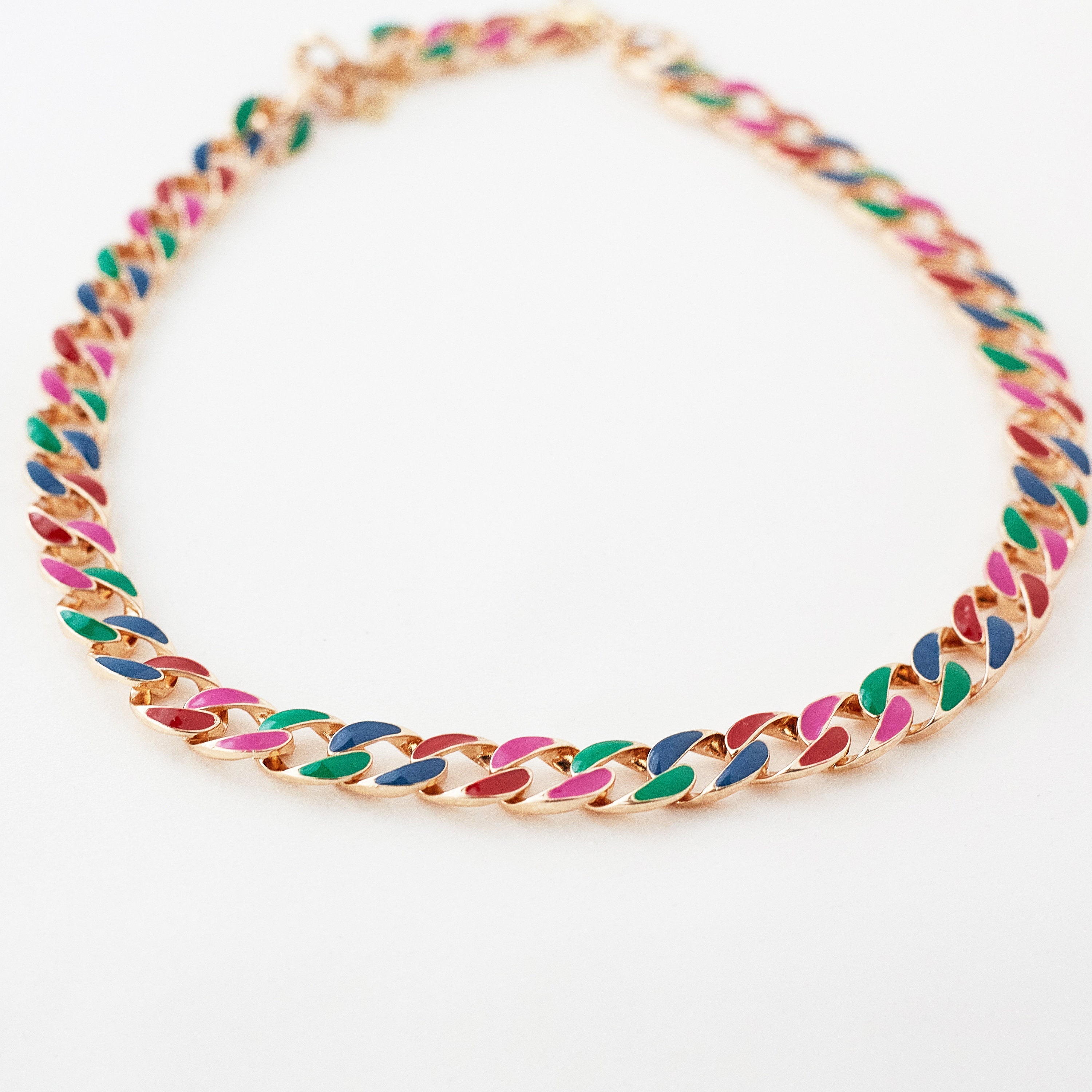 Multicolor Necklace Gold Rainbow Cuban Chain Necklace - Etsy