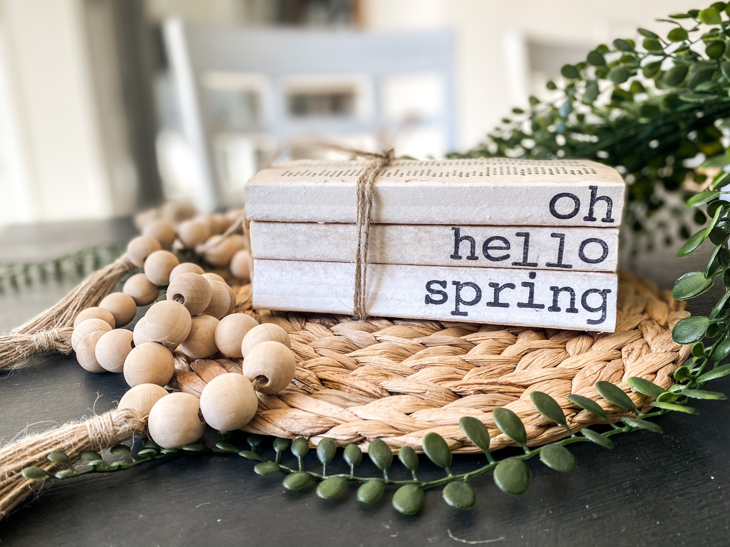 Spring and Easter Book Decor Stamped Books Stacked Books | Etsy