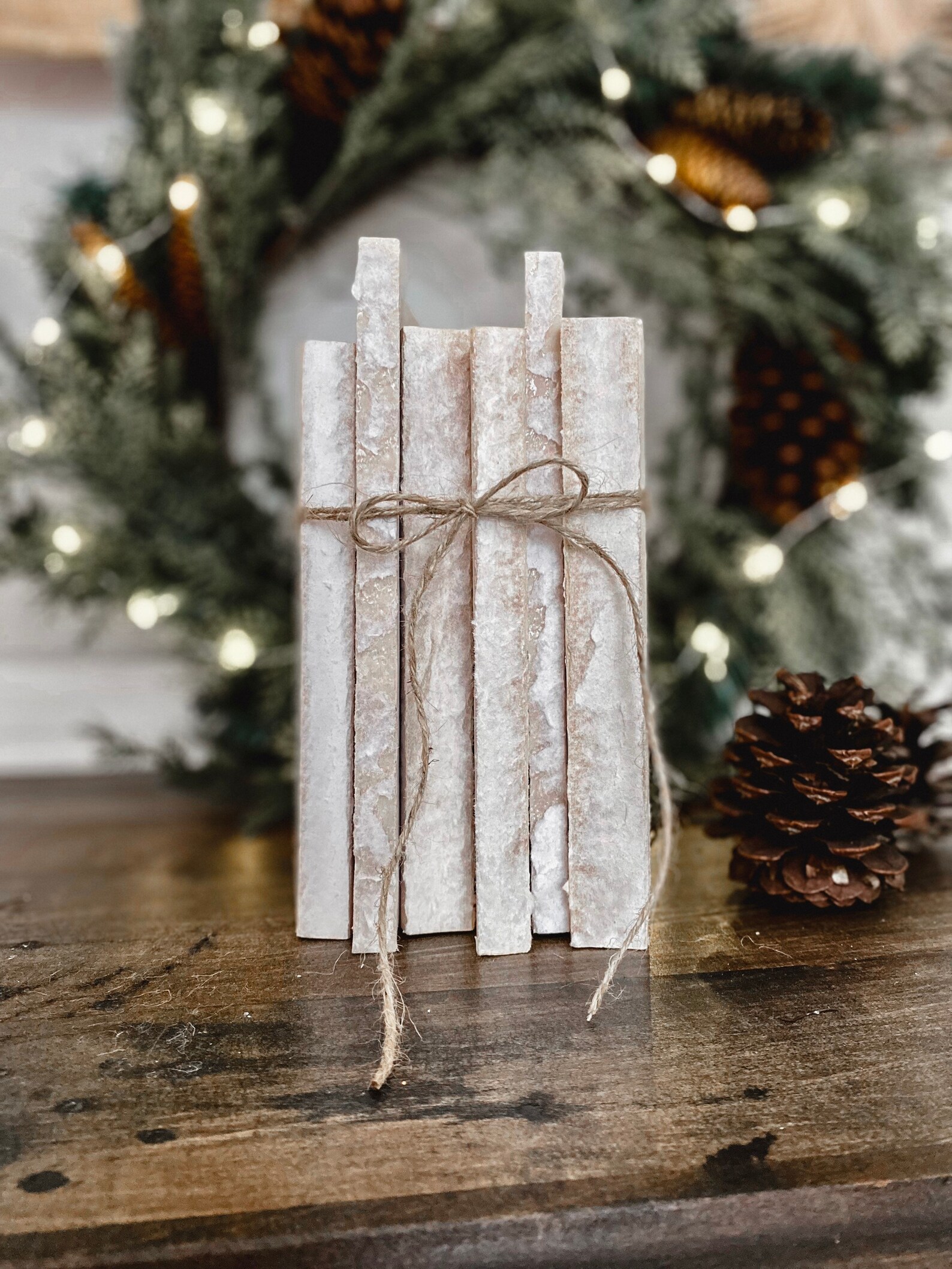 Winter Stacked Books Decor | Book Decor | Farmhouse Decor | Book Stack ...