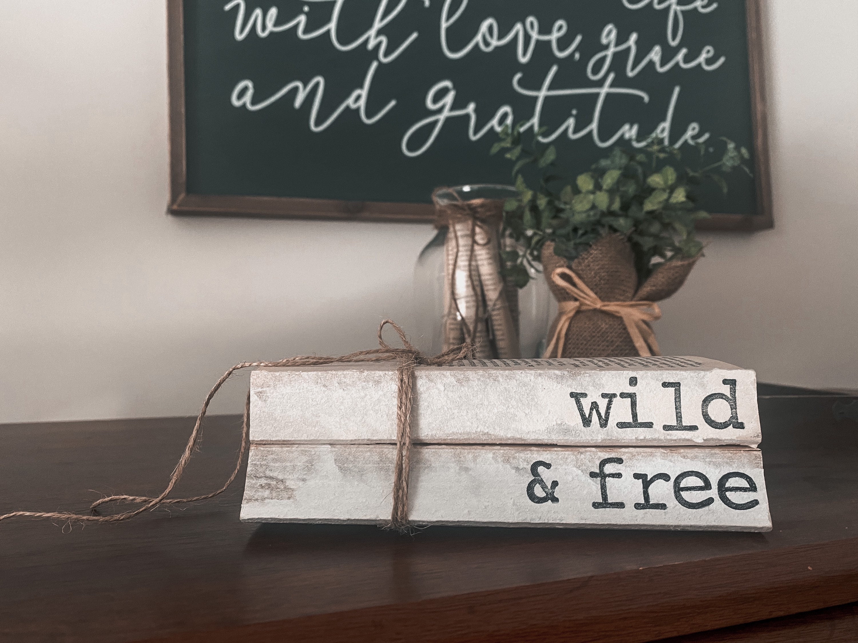 Set of 2 Books | Stamped Book Decor | Farmhouse Decor | Farmhouse Books ...