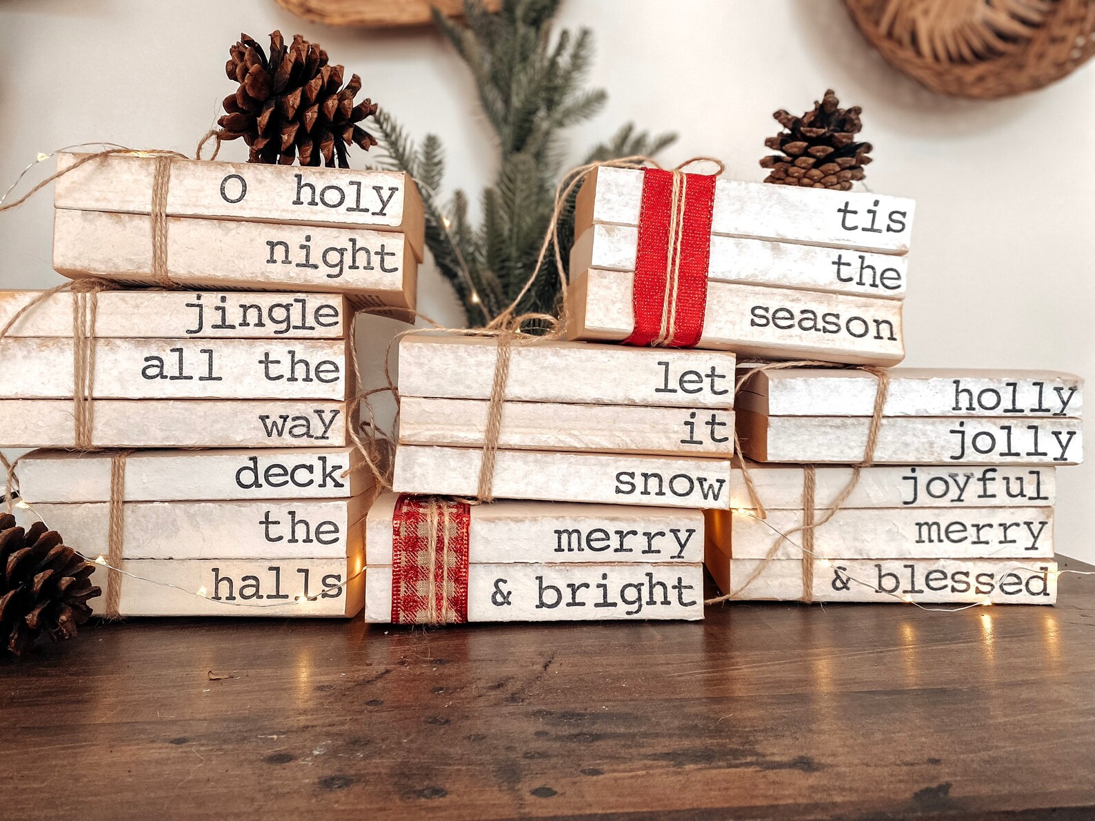 Christmas Book Decor Stamped Books Stacked Books Decor - Etsy