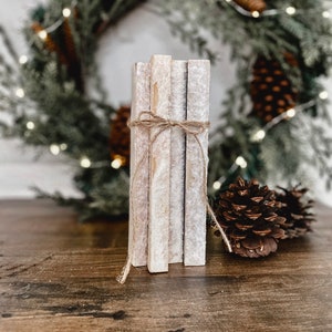 Winter Stacked Books Decor | Book Decor | Farmhouse Decor | Book Stack ...