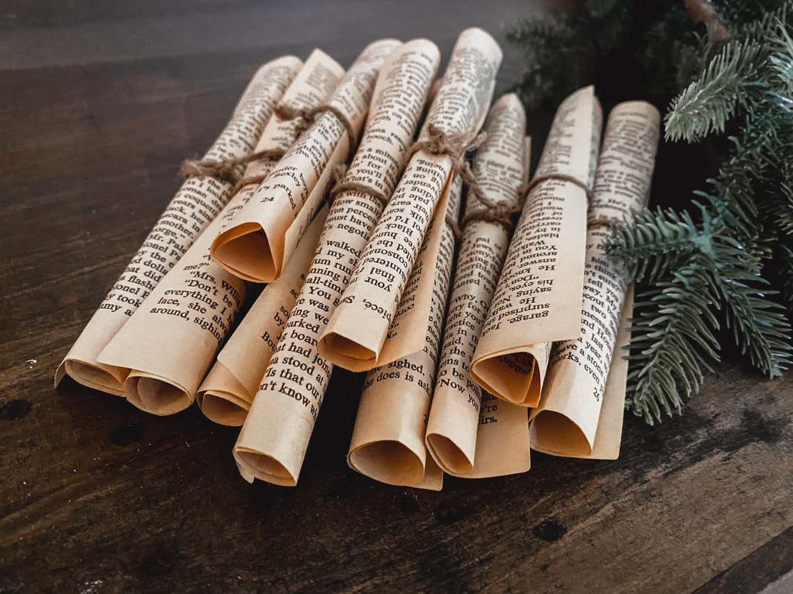 Farmhouse Boho Rolled Book Pages Books Book Decor Pages - Etsy