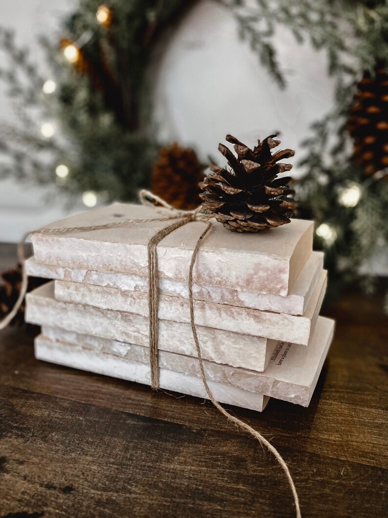 Winter Stacked Books Decor | Book Decor | Farmhouse Decor | Book Stack ...