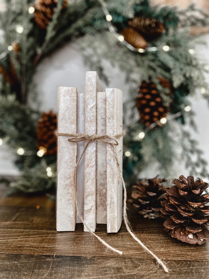 Winter Stacked Books Decor Book Decor Farmhouse Decor - Etsy