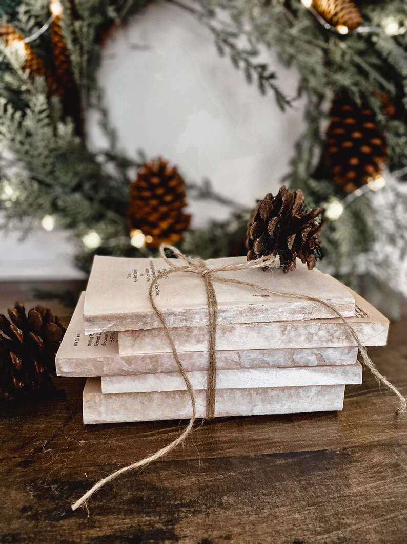 Winter Stacked Books Decor Book Decor Farmhouse Decor - Etsy