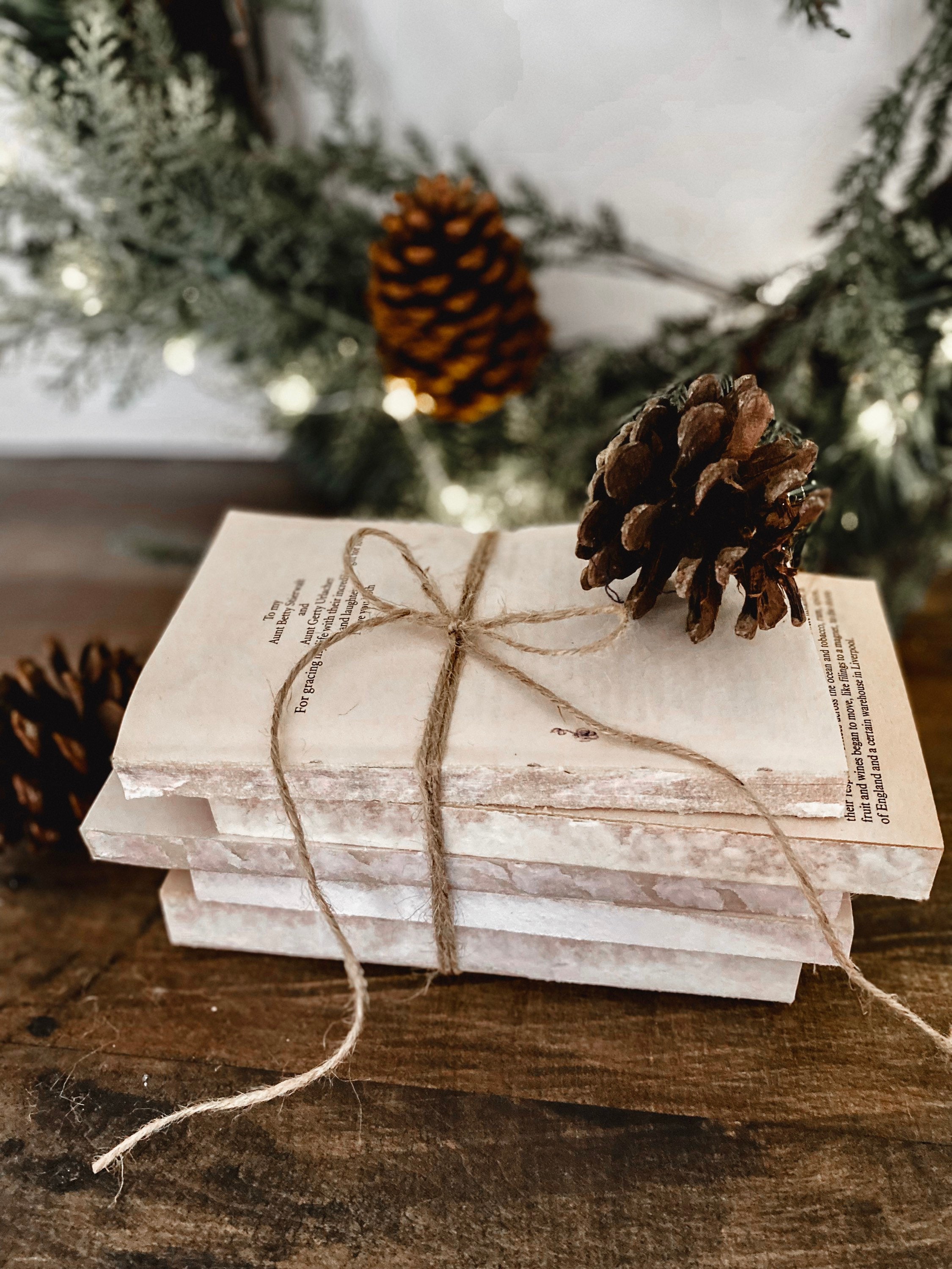 Winter Stacked Books Decor Book Decor Farmhouse Decor | Etsy