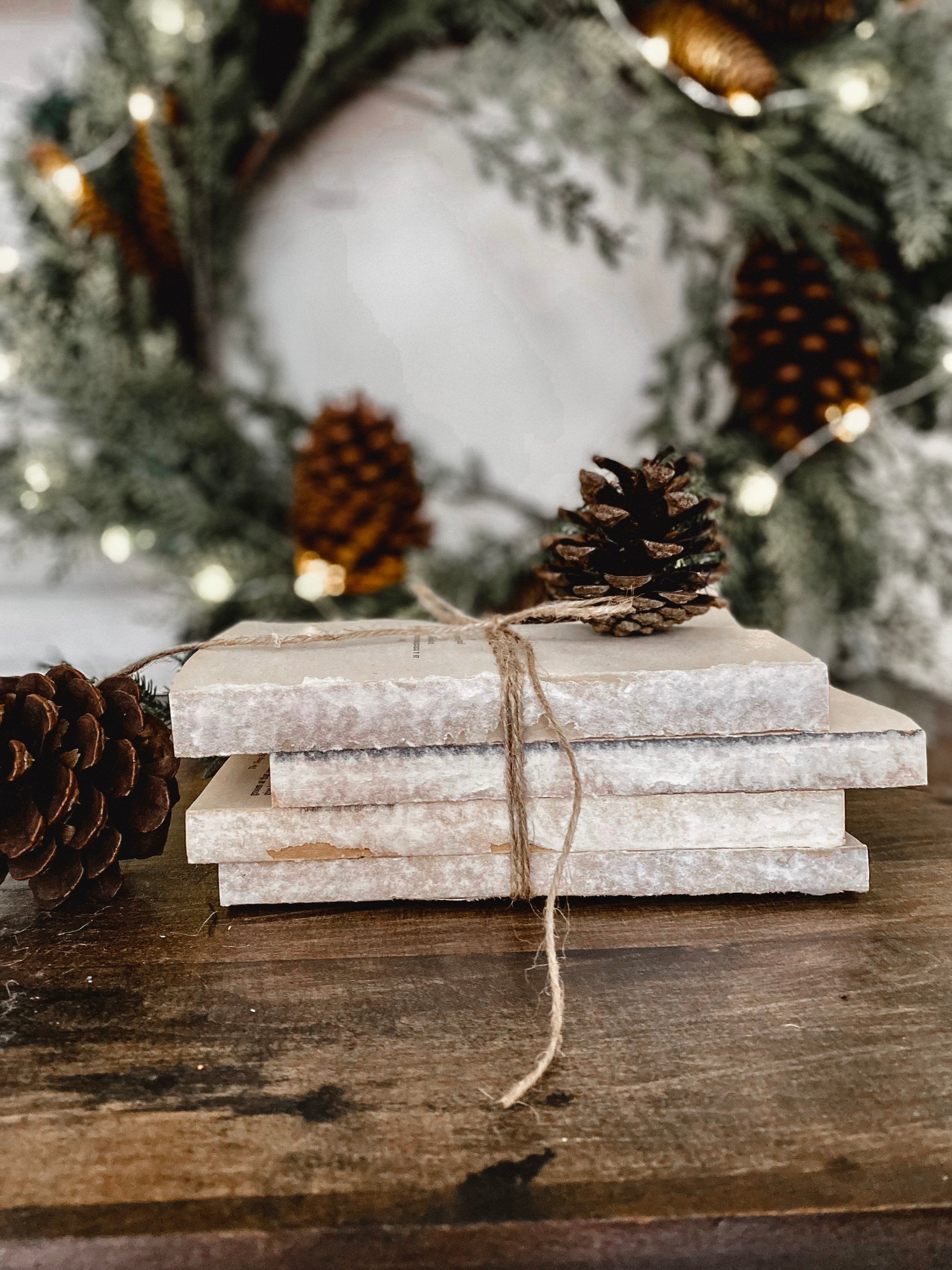 Winter Stacked Books Decor Book Decor Farmhouse Decor | Etsy