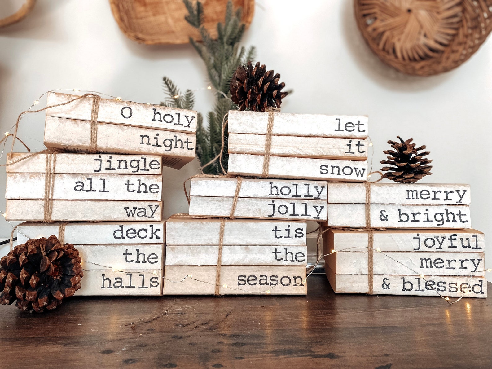 Christmas Book Decor Stamped Books Stacked Books Decor - Etsy