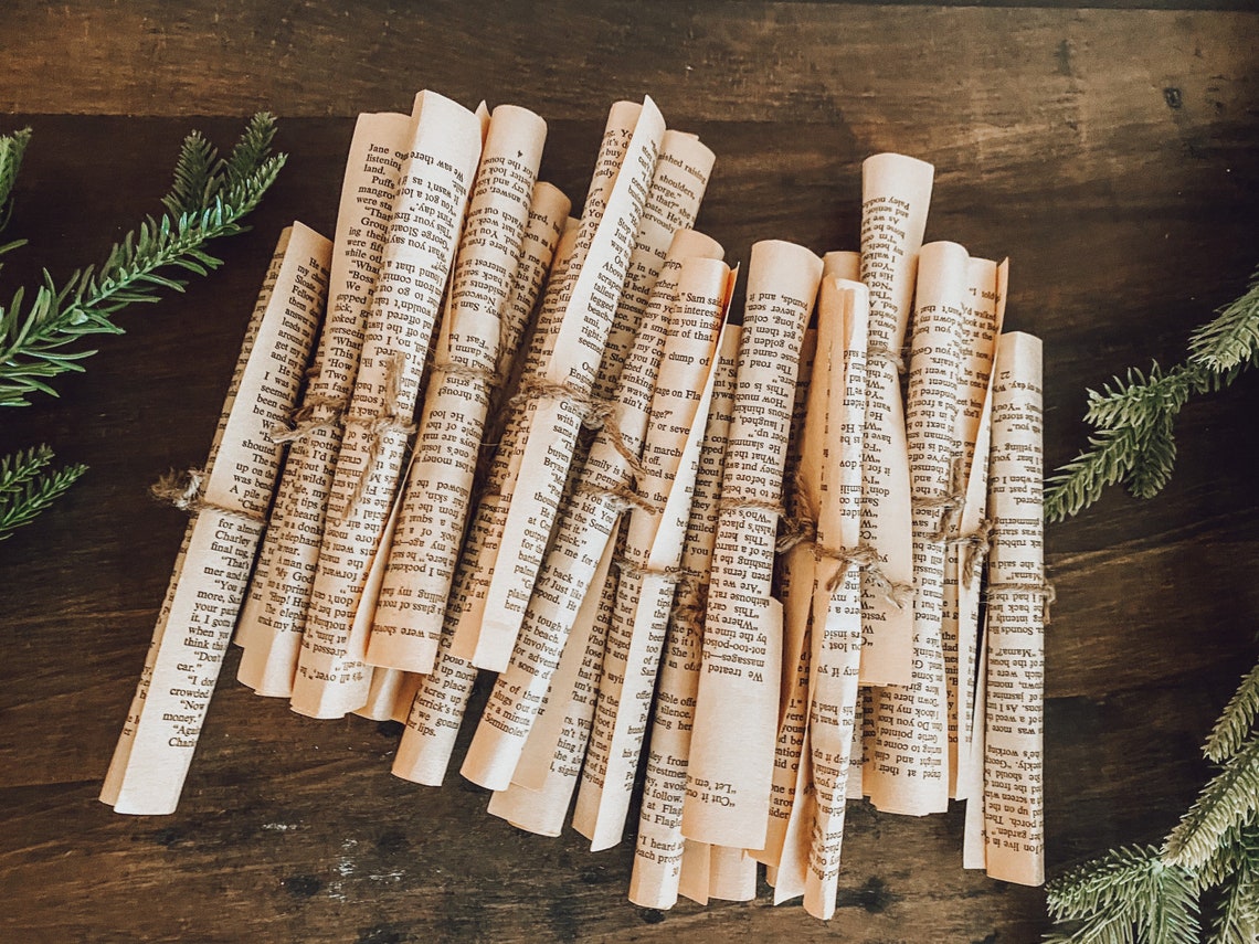 Farmhouse Boho Rolled Book Pages Books Book Decor Pages - Etsy