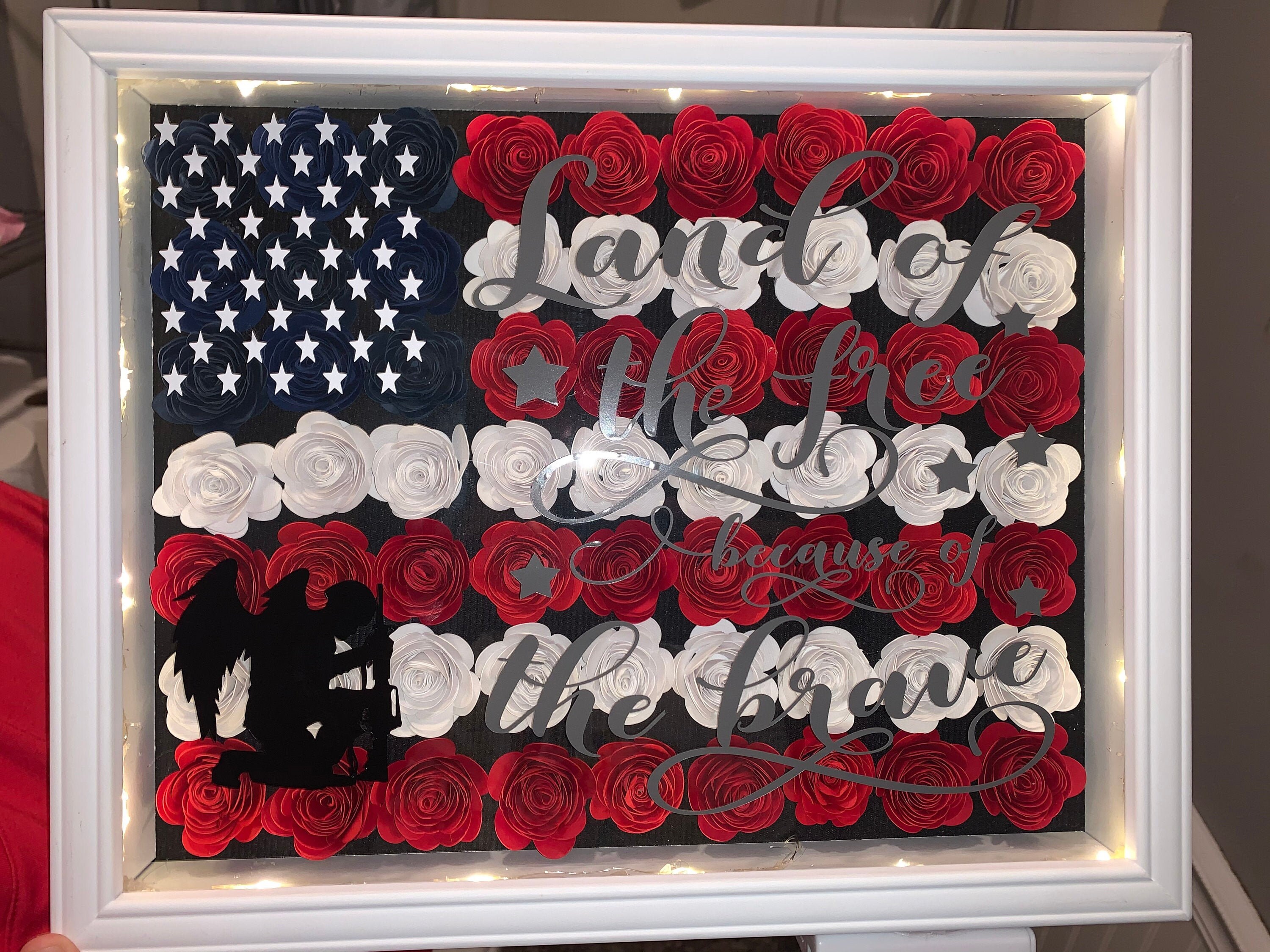 American Flag Shadow Box With or Without Lights | Etsy