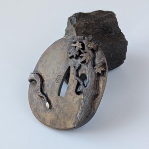 Handmade Flying Dragon Tsuba With Maple Tree and Rock - Etsy