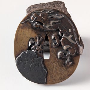 Handmade Flying Dragon Tsuba With Maple Tree and Rock - Etsy
