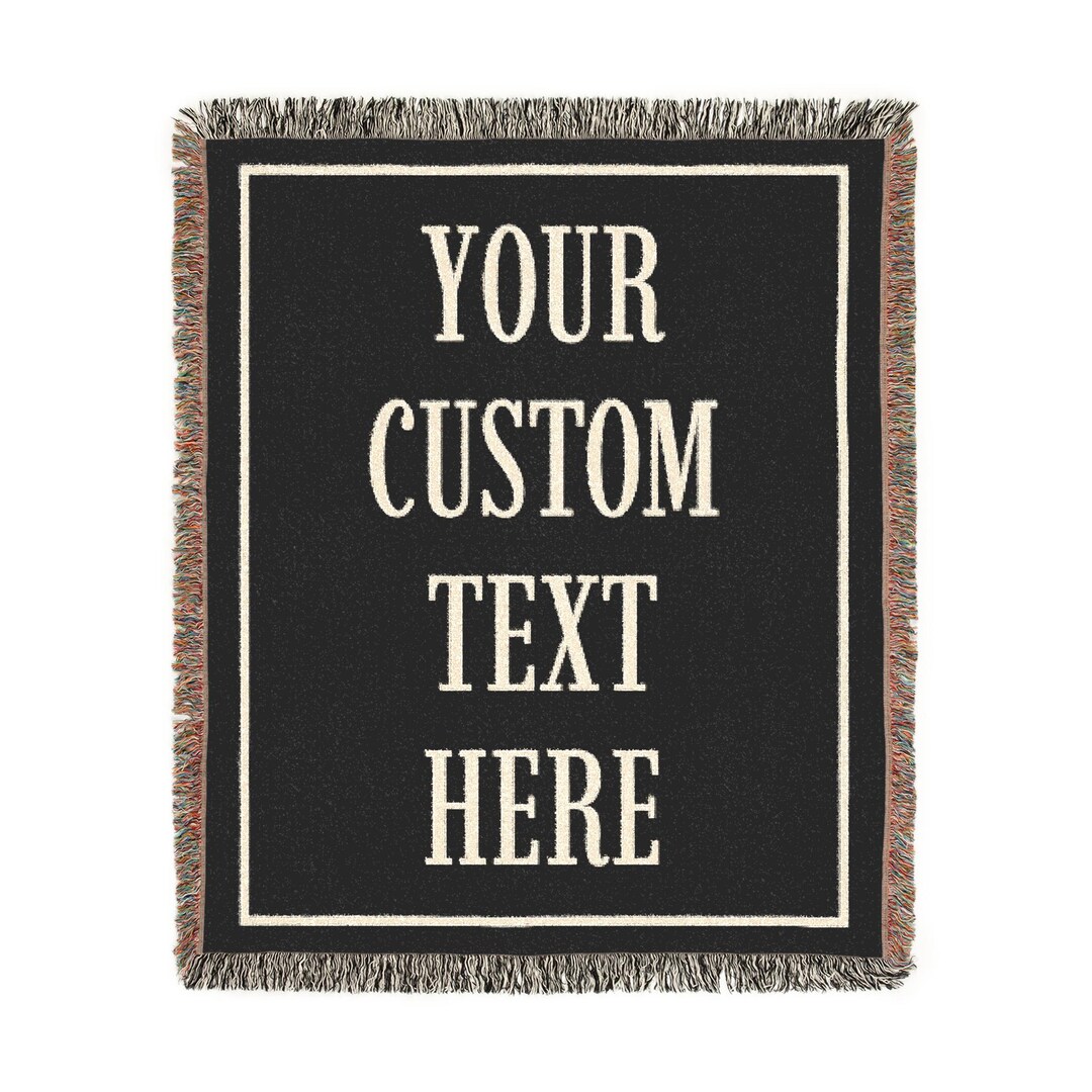 Custom Text Woven Blanket | Personalized Name, Monogram, Custom Message ...