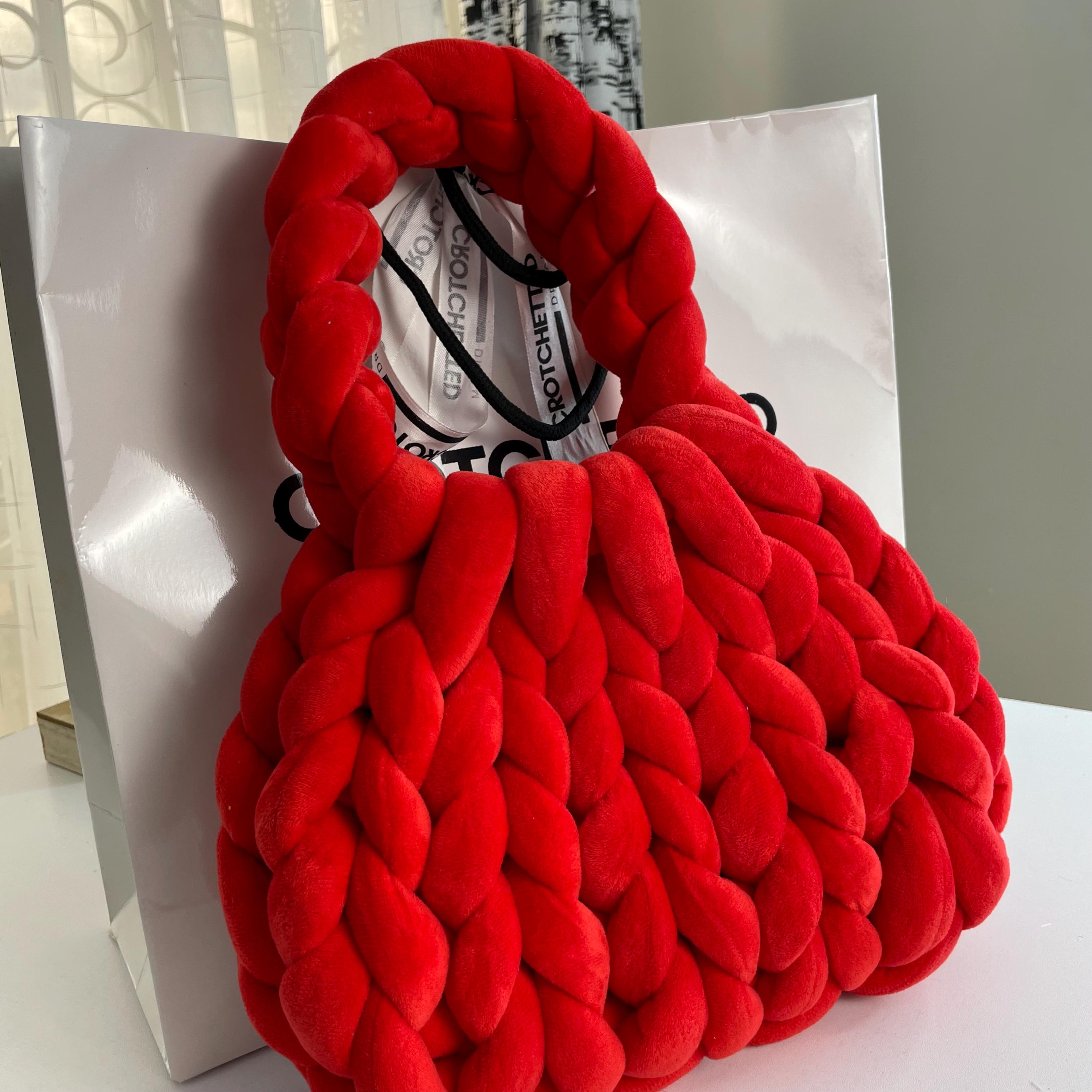 Luxury Handcrafted Chunky Crochet Bag Soft Velvet Statement Piece - Etsy