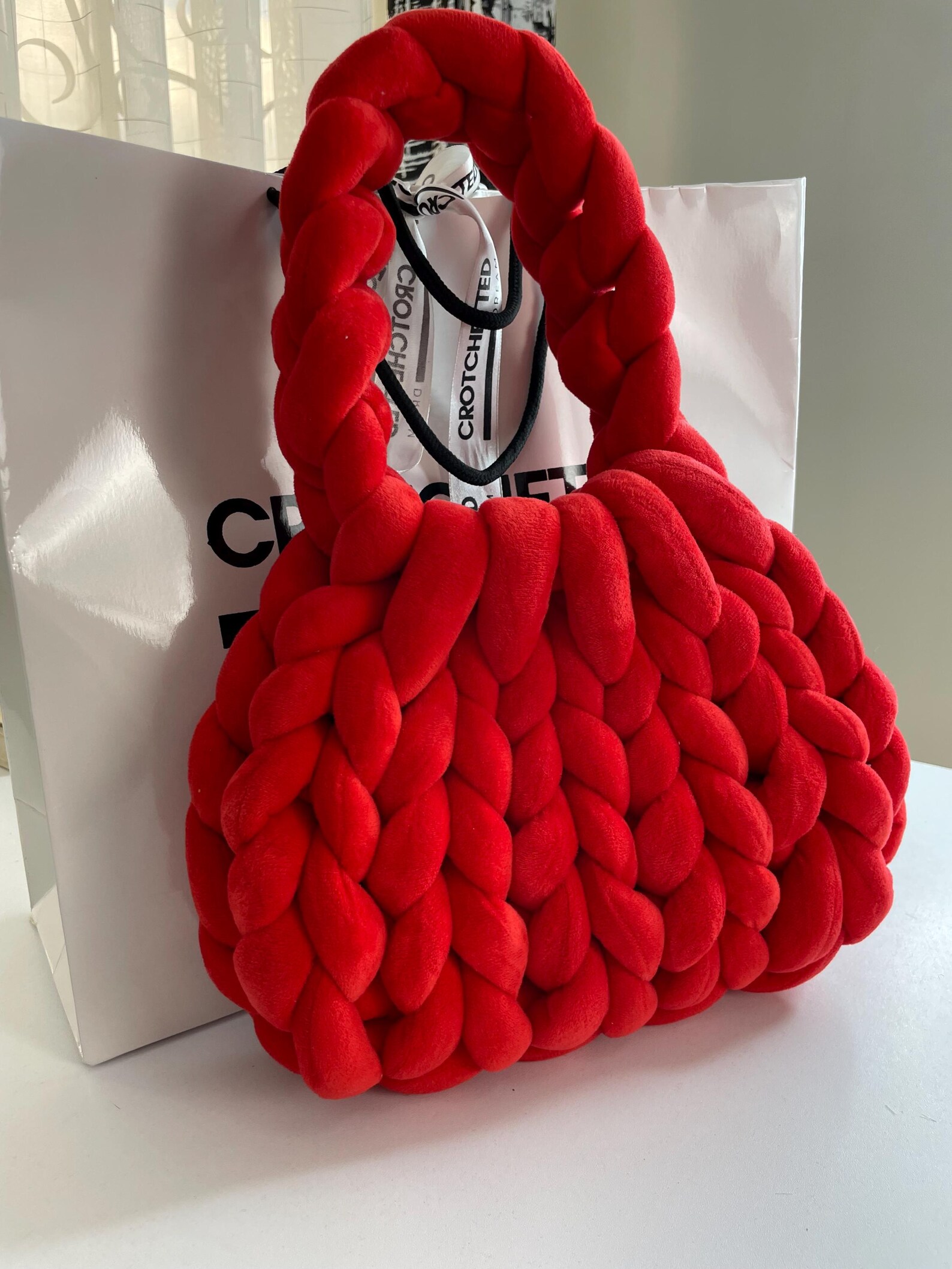 Luxury Handcrafted Chunky Crochet Bag Soft Velvet Statement Piece - Etsy