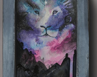 Galaxy Lion Art - Etsy