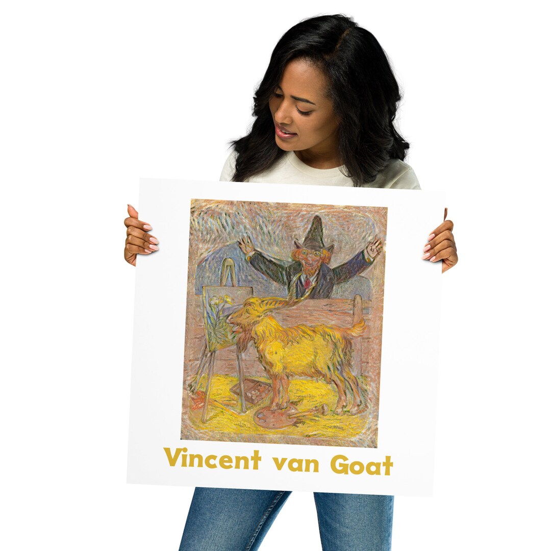 Vincent Van Gogh Does Goats Poster- Vincent Van Goat Funny Art for Goat ...