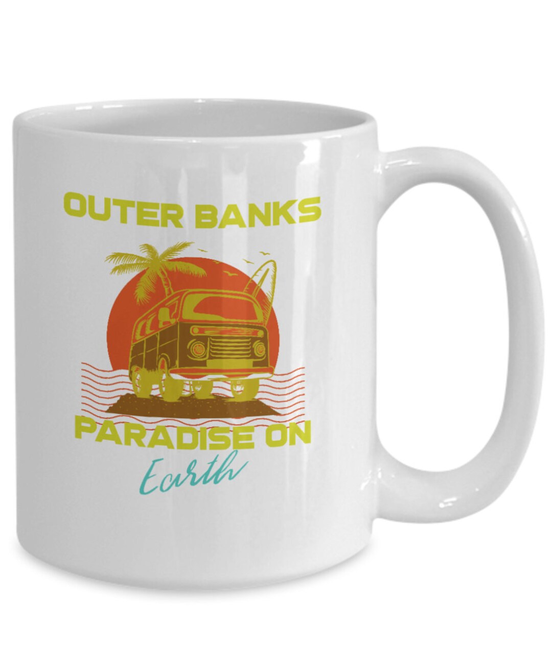 Outer Banks Mug- Beach Minibus Outer Banks, North Carolina Coffee Mug ...
