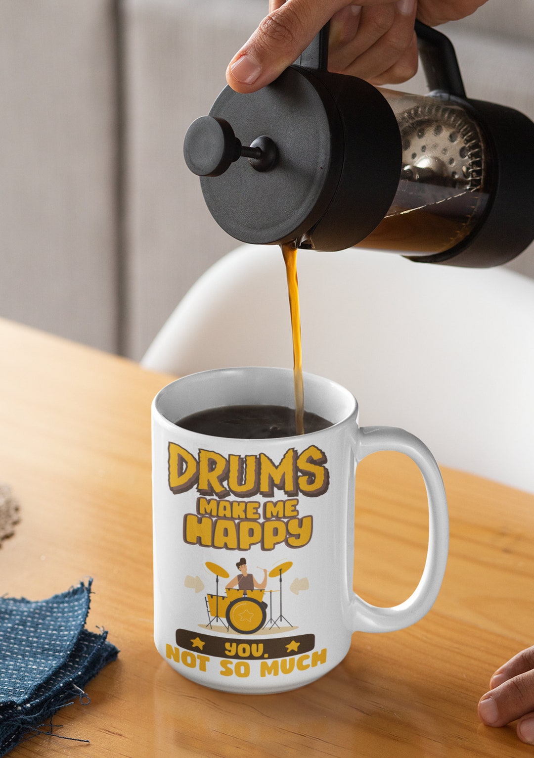 Funny Drummer Mug – "drums Make Me Happy" Coffee Cup - Etsy UK