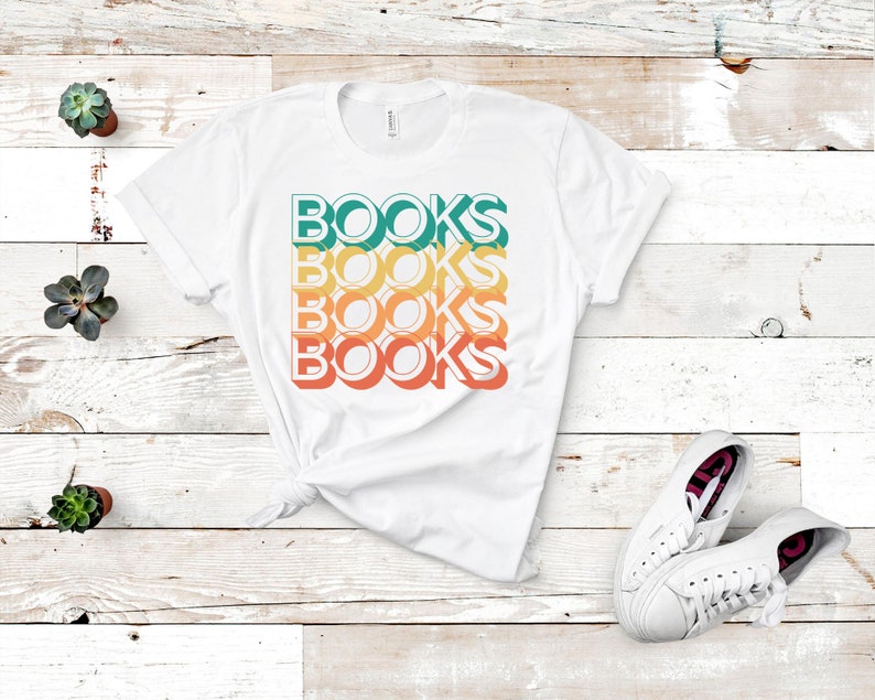 BOOKS BOOKS BOOKS Shirt, Bookish Tee, Gift for Book Lovers, Retro, Book ...
