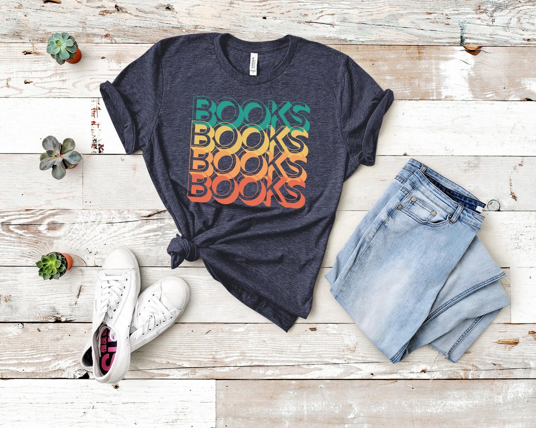 BOOKS BOOKS BOOKS Shirt, Bookish Tee, Gift for Book Lovers, Retro, Book ...