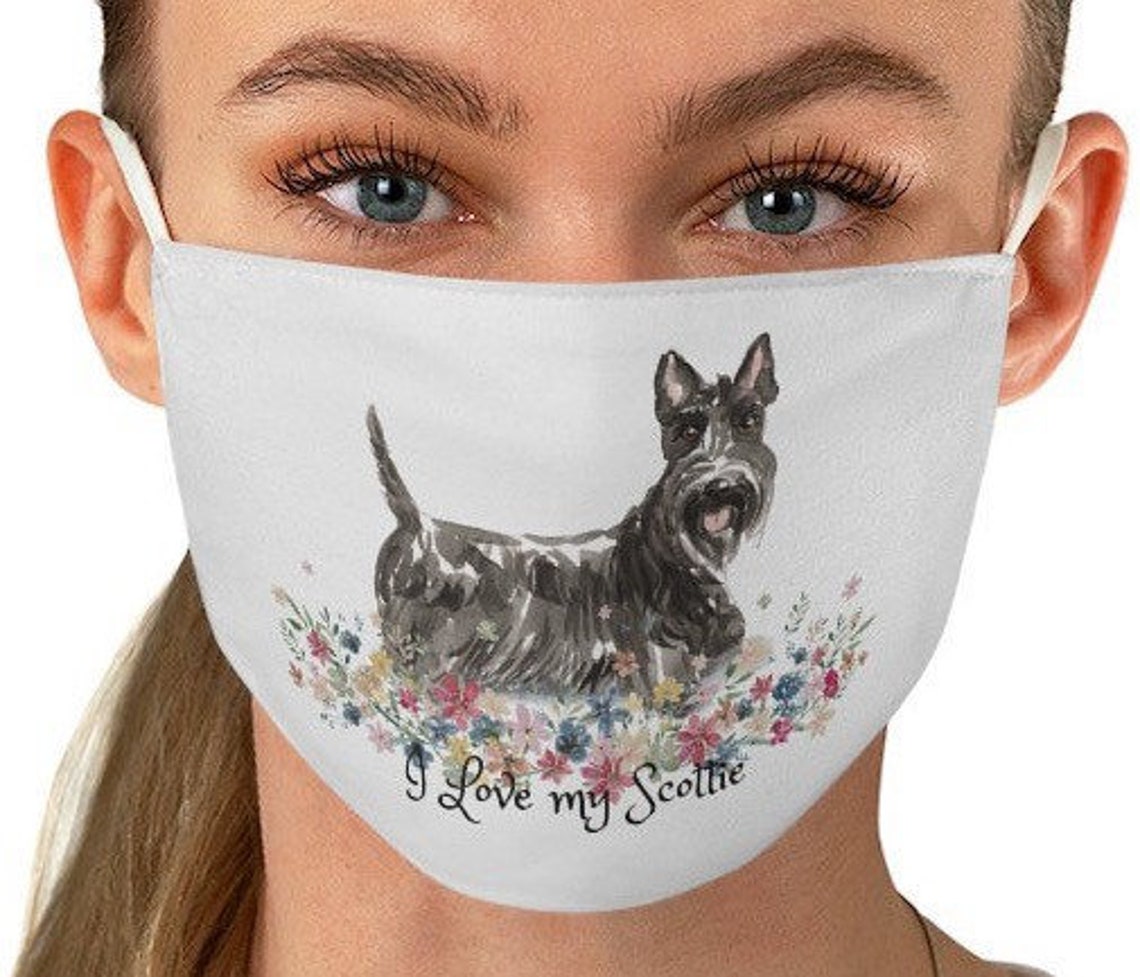 Scottish Terrier Face Mask Scottish Terrier Gifts Scottie - Etsy