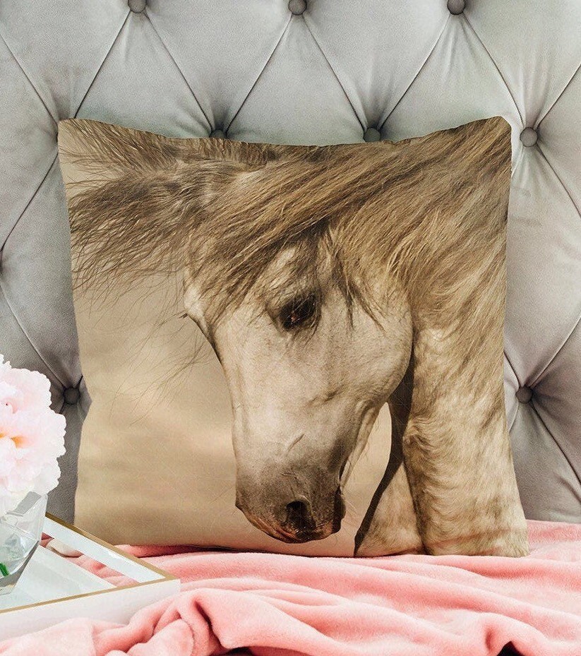 Horse Pillow Horse Gift Equestrian decor Horse portrait | Etsy