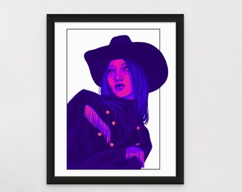 Neon Cowgirl Poster, Coastal Cowgirl Art, Cowgirl Wall Art, Pink ...