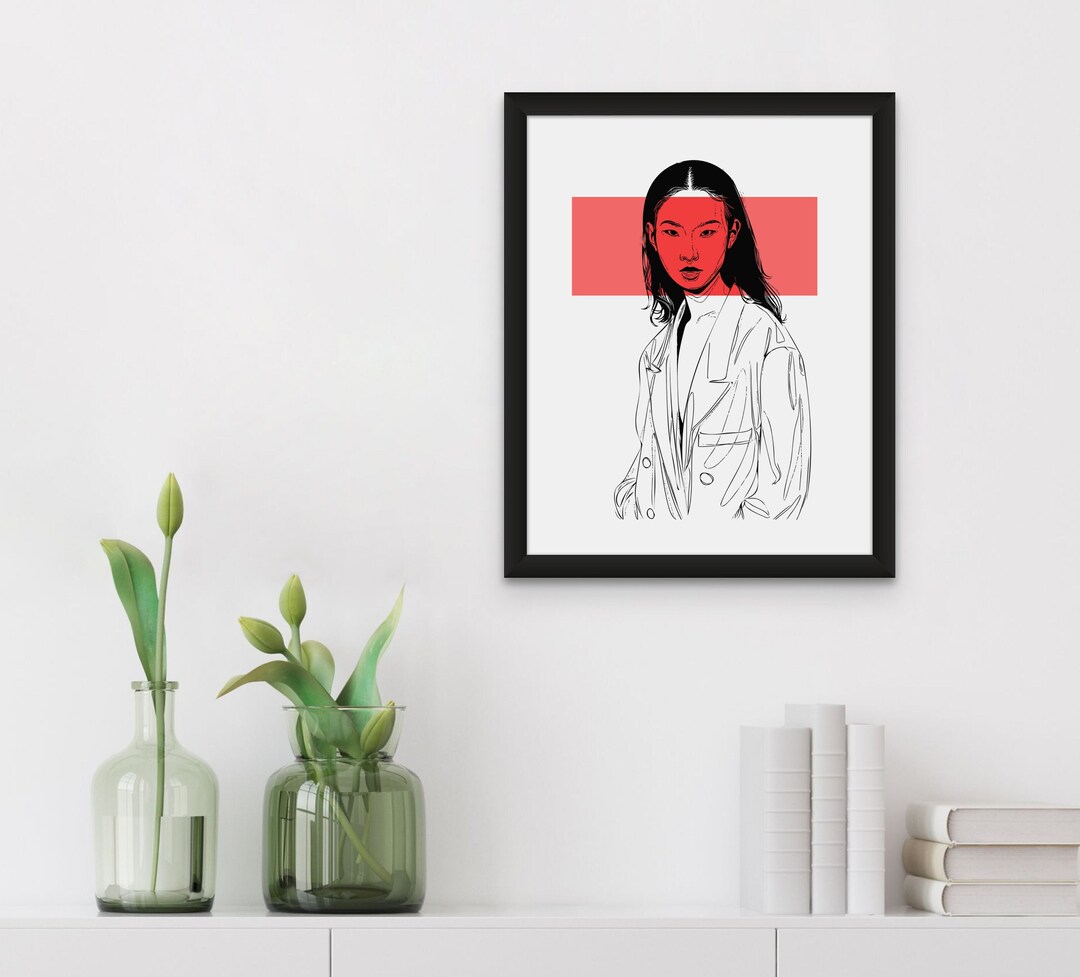 Minimalist Red Stare Art Print - Etsy