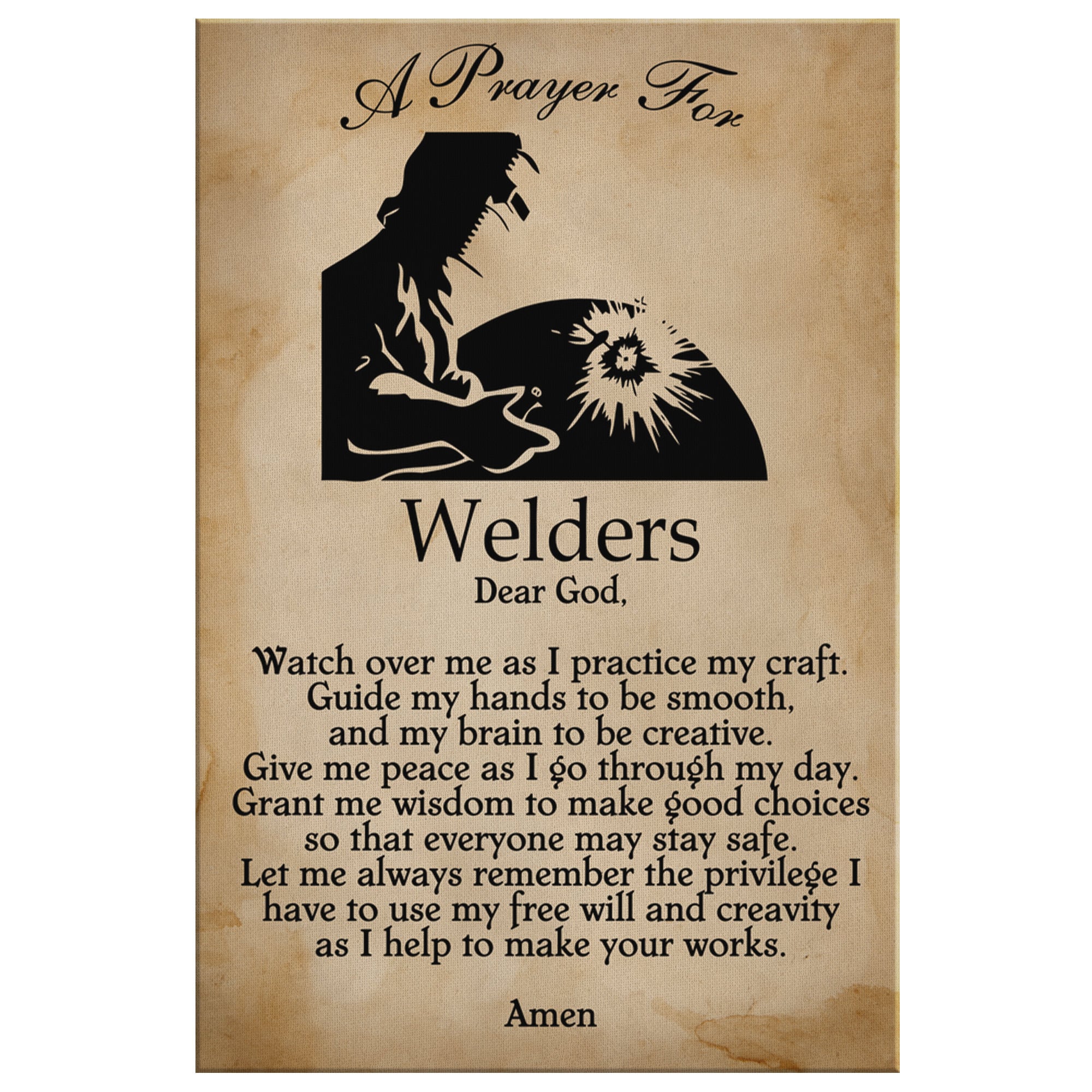 Welder Prayer Framed Canvas Photo Print Wall Art Canvas | Etsy