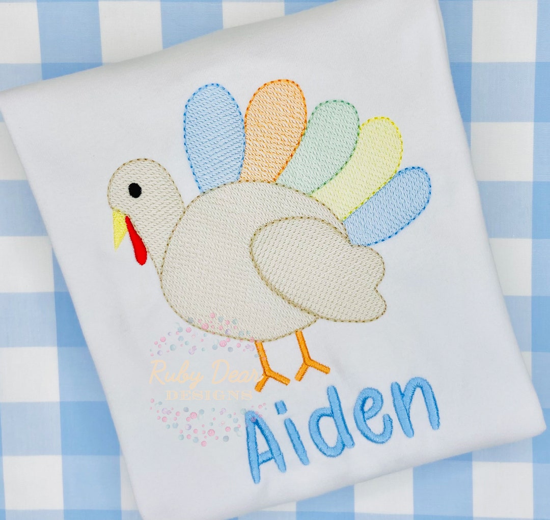 Turkey Boy Sketch Stitch Machine Embroidery Design - Etsy
