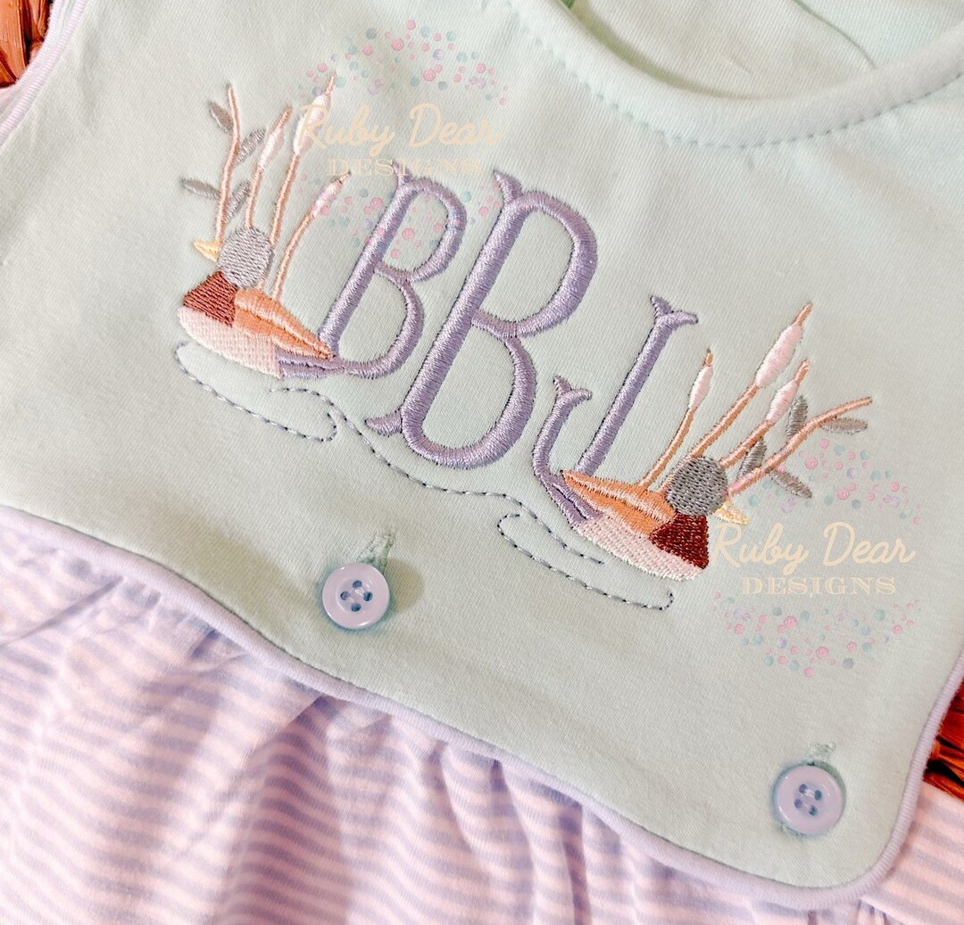 Mallards in Water Monogram Frame Fill and Satin Stitch Machine ...