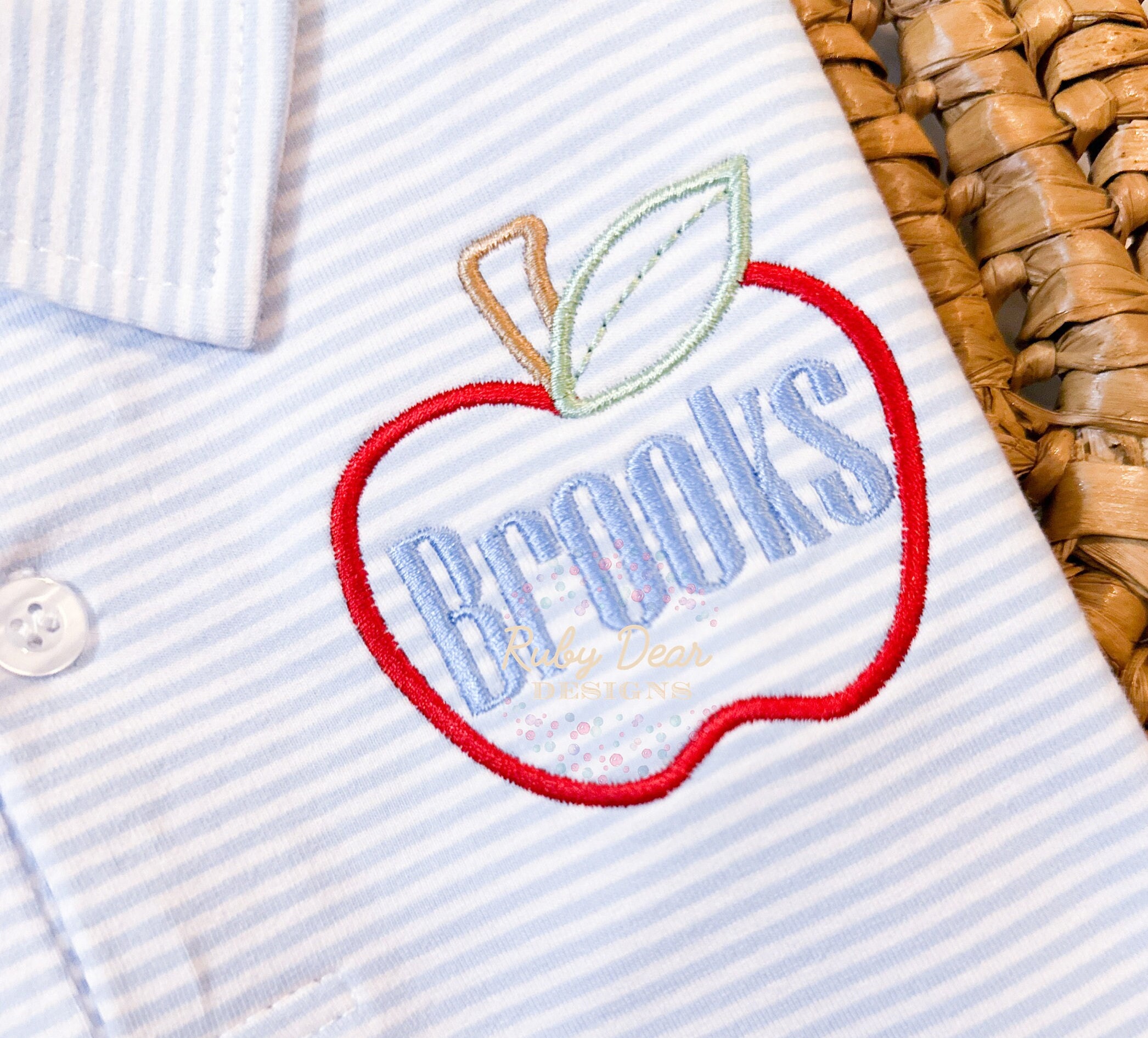 Apple Outline Mini Satin and Bean Stitch Machine Embroidery Design - Etsy