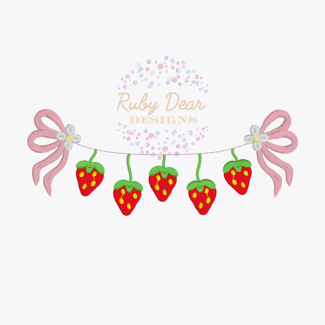 Strawberry Bow Swag Fill Stitch Machine Embroidery Design - Etsy