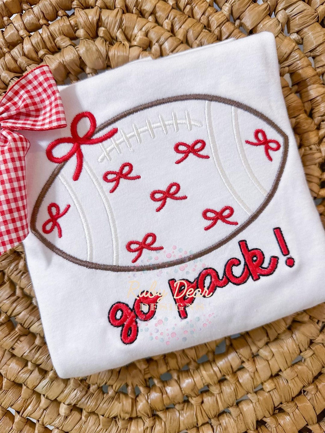 Football With Bows Satin Outline Machine Embroidery Design - Etsy