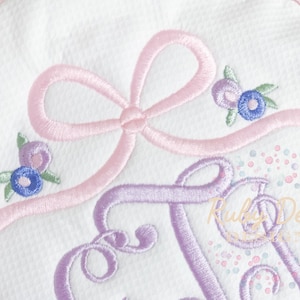 Bow With Floral Accents Monogram Topper Machine Embroidery Design - Etsy